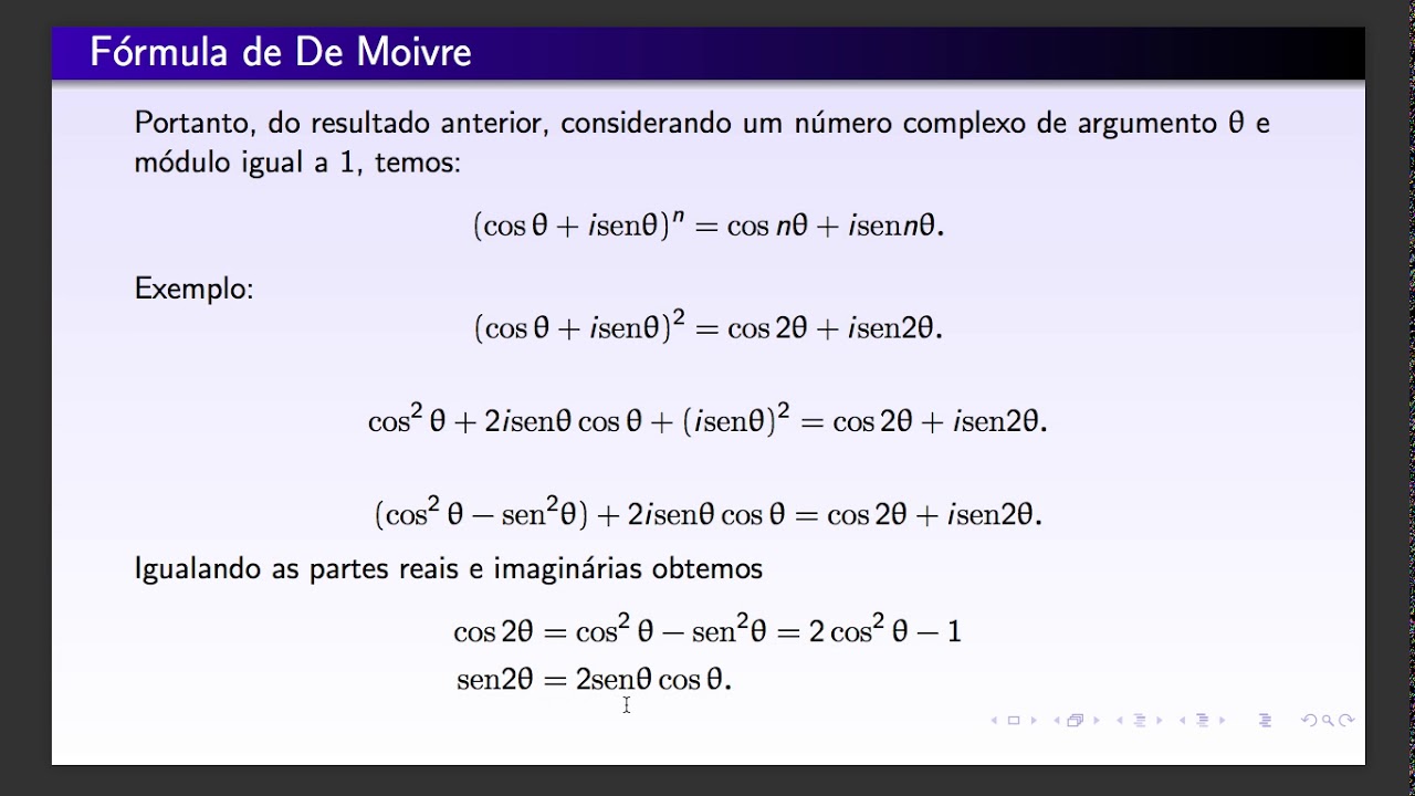 Fórmula de De Moivre - YouTube