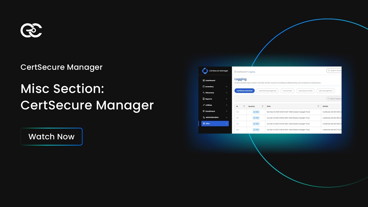 CertSecure Manager's Misc | Certificate Lifecycle Management - YouTube