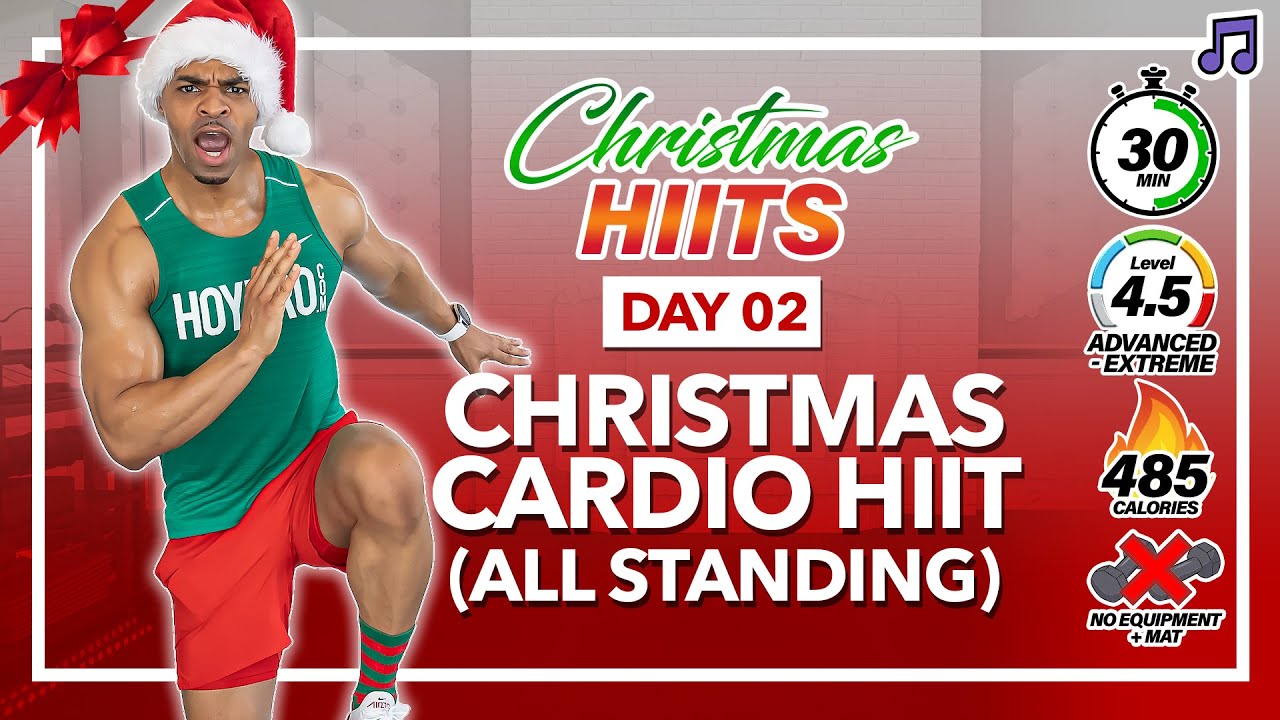 30 MIN INTENSE All Standing Christmas Cardio HIIT Workout // No ...