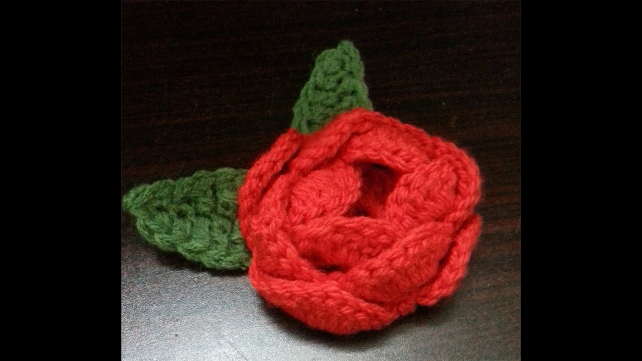 how to make crochet red rose part 2/2 - YouTube