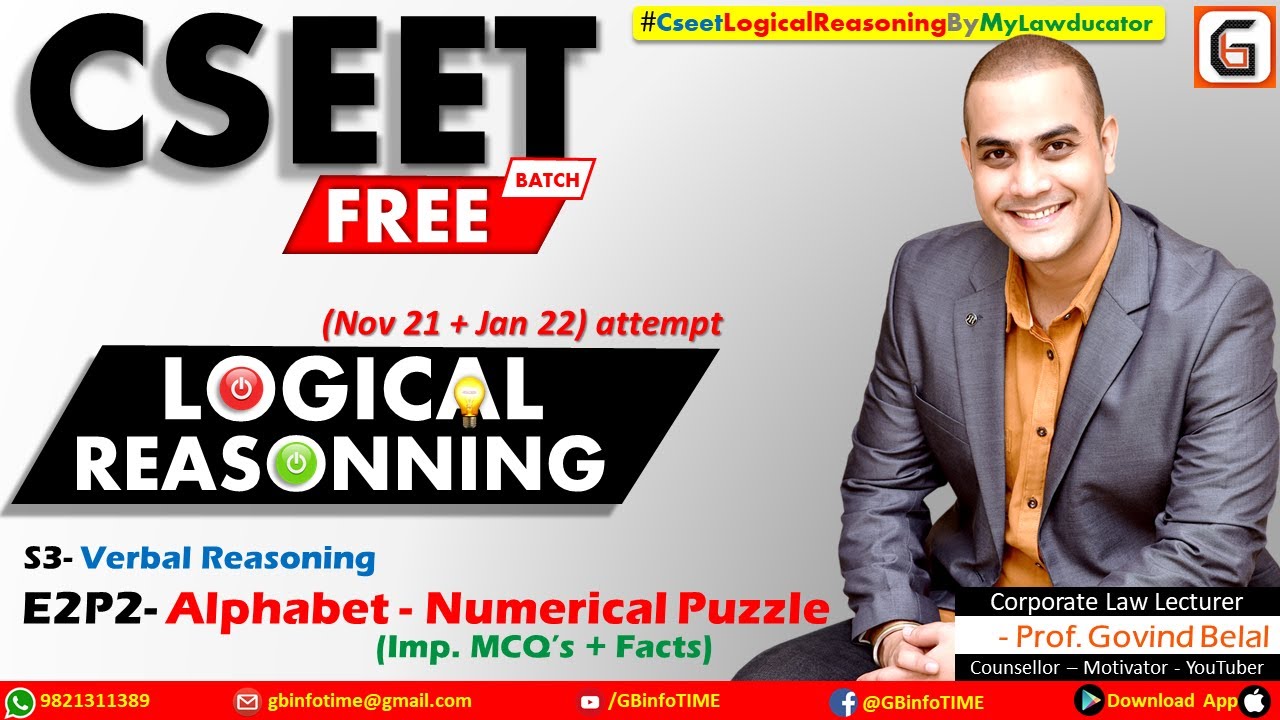 S3E2P2 Alpha Numerical Puzzle Test MCQs,Facts | Logical, Verbal, Non ...