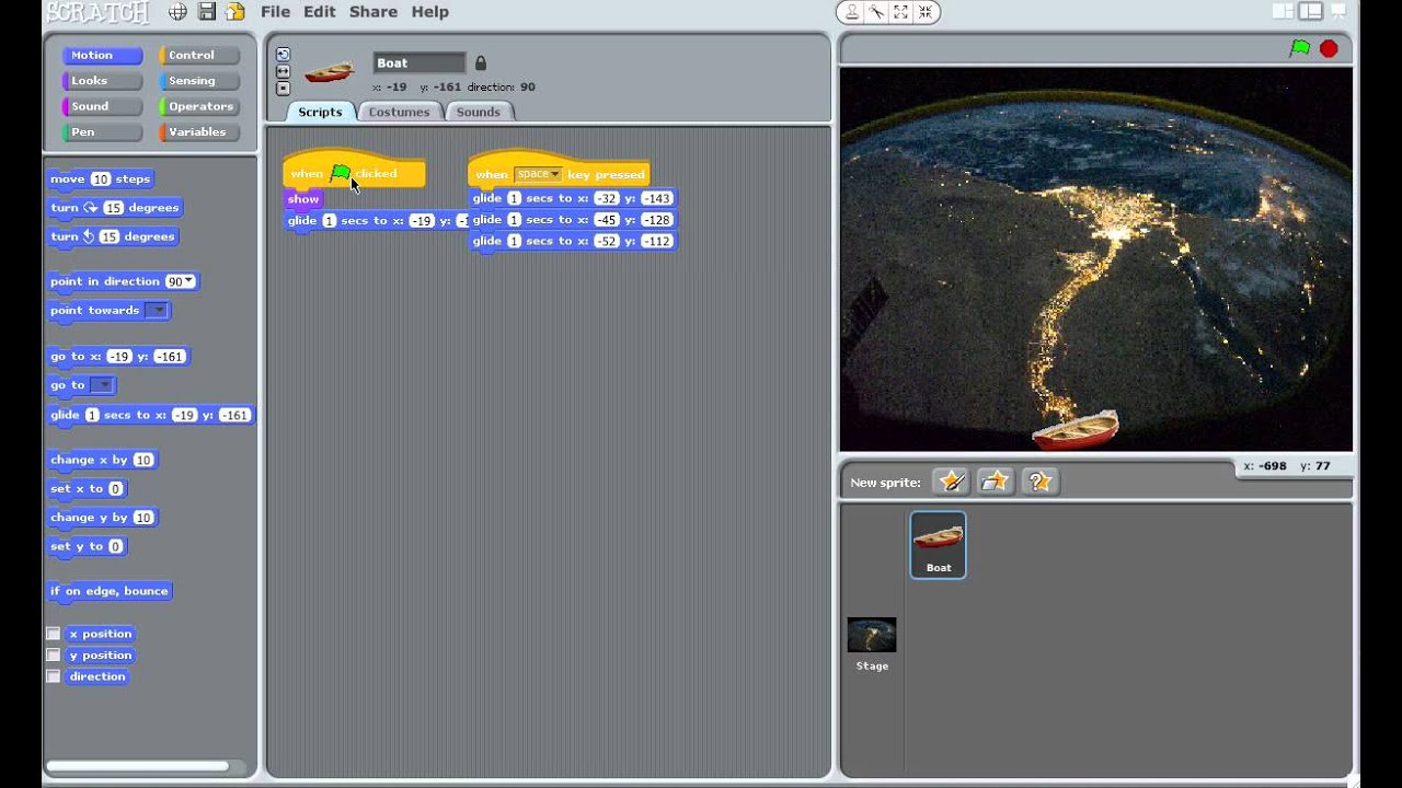 Scratch - Part Two of Presentation - sprite movement and text - YouTube