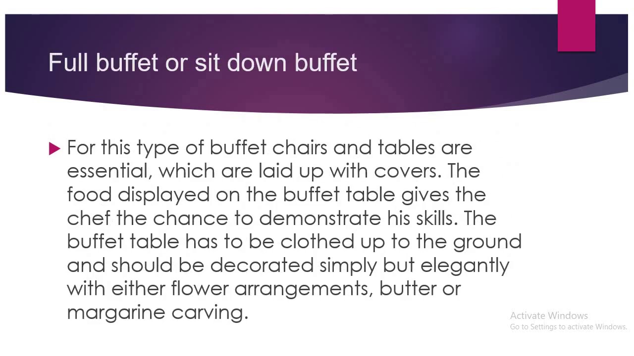 TYPES OF BUFFET - YouTube