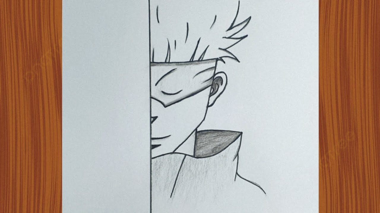 How to draw half face of gojo | Anime drawing step by step | Easy anime ...