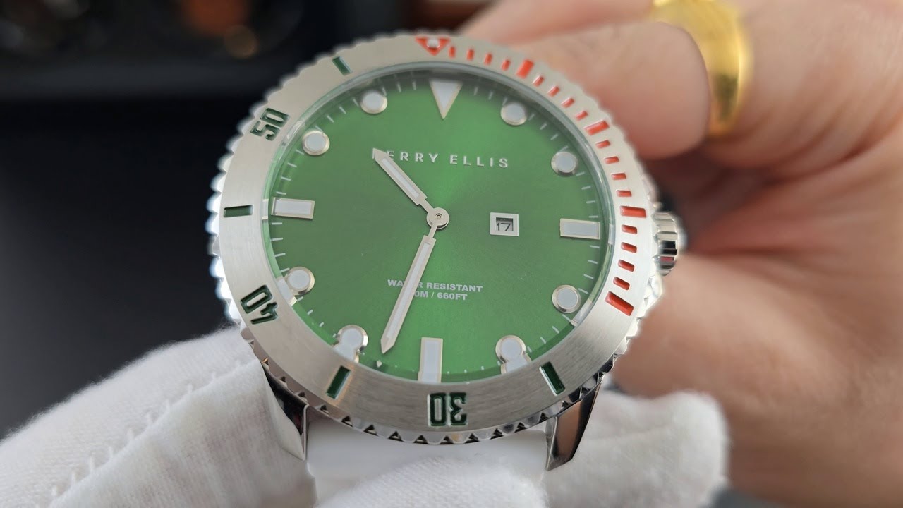 Perry Ellis "Deep Diver", PEW02003-03, Green Dial 46mm Watch | Unboxing ...