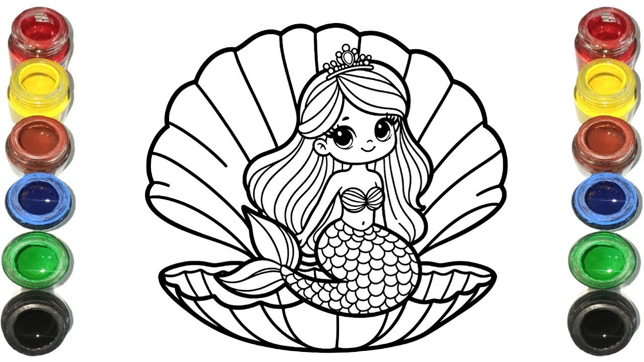 Beautiful Mermaid Drawing for kids, Painting & Coloring for kids ...