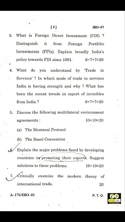 IBO 01 DECEMBER 2024 | PREVIOUS YEAR QUESTION PAPER | IGNOU | INTERNATIONAL BUSINESS ENVIRONMENT ...