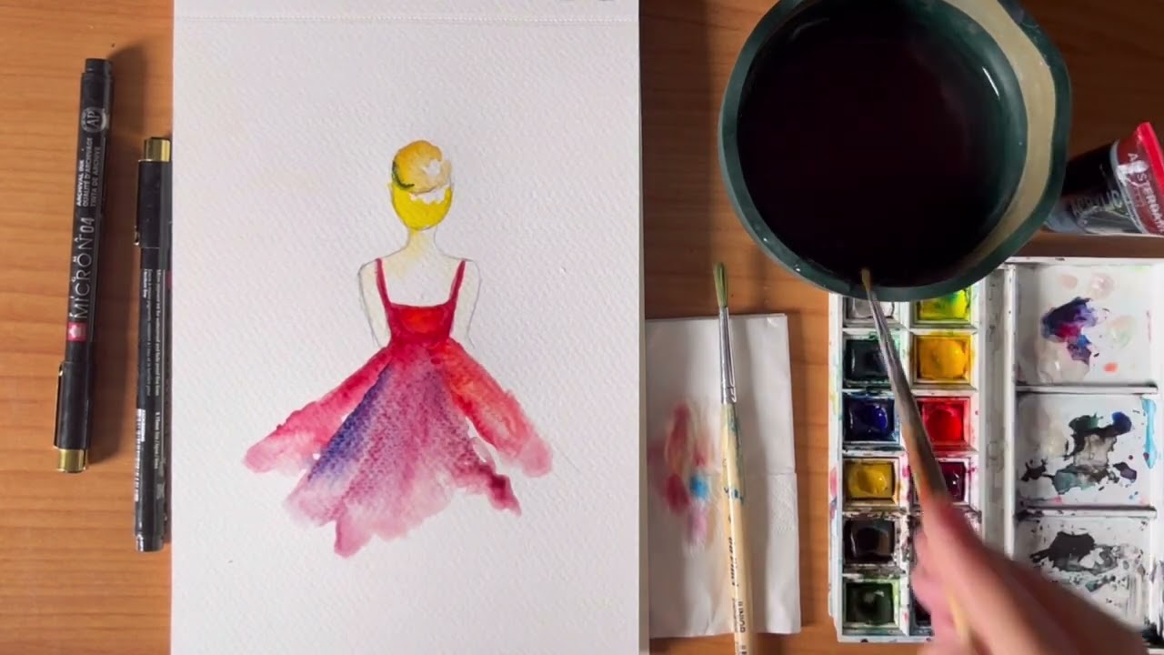 Watercolor Ballet Dancer | easy painting - YouTube