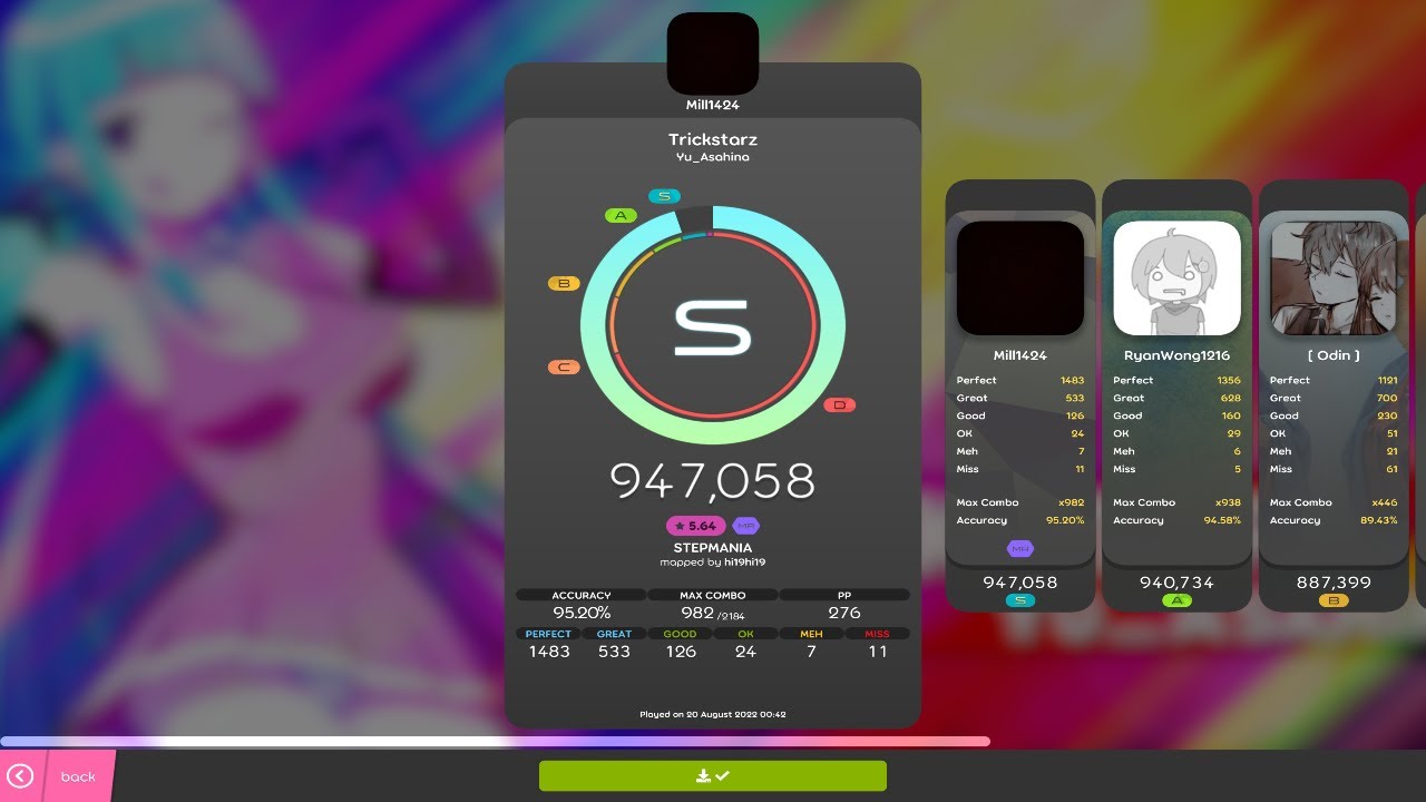 Trickstarz (STEPMANIA) 95.20% 947.0K | osu!mania (lazer) - YouTube