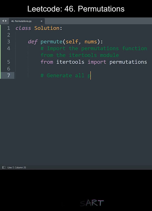 Leetcode 46 Permutations In Python Python Leetcode Python Coding Tutorial Python Coding 