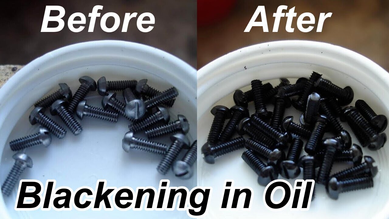 Bluing Steel Round Head Screws in Oil - YouTube