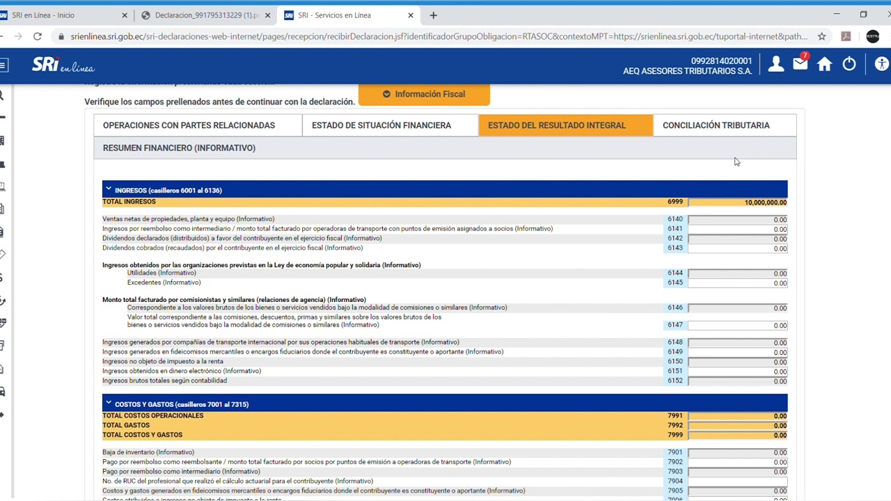 Cálculo de tarifa IR del 22% y 25% Llenado del Formulario 101 SRI ...
