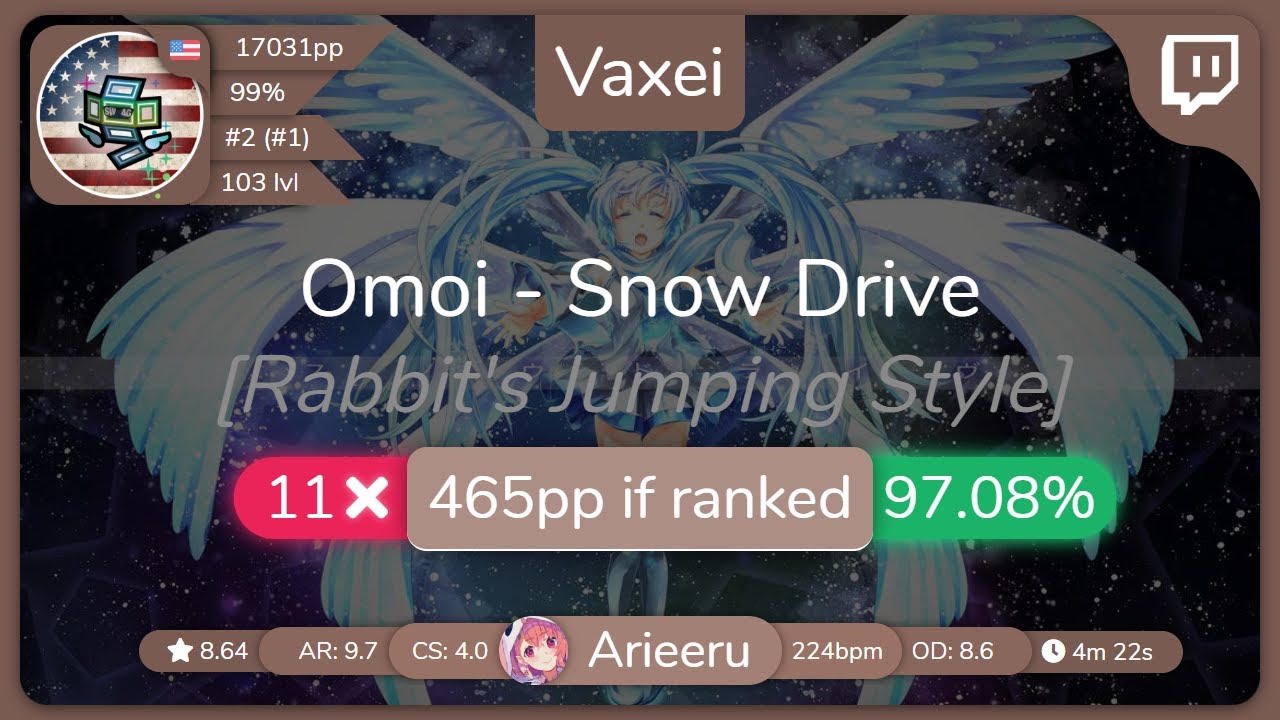 [8.64⭐Live] Vaxei | Omoi - Snow Drive [Rabbit's Jumping Style] 98.78% ...
