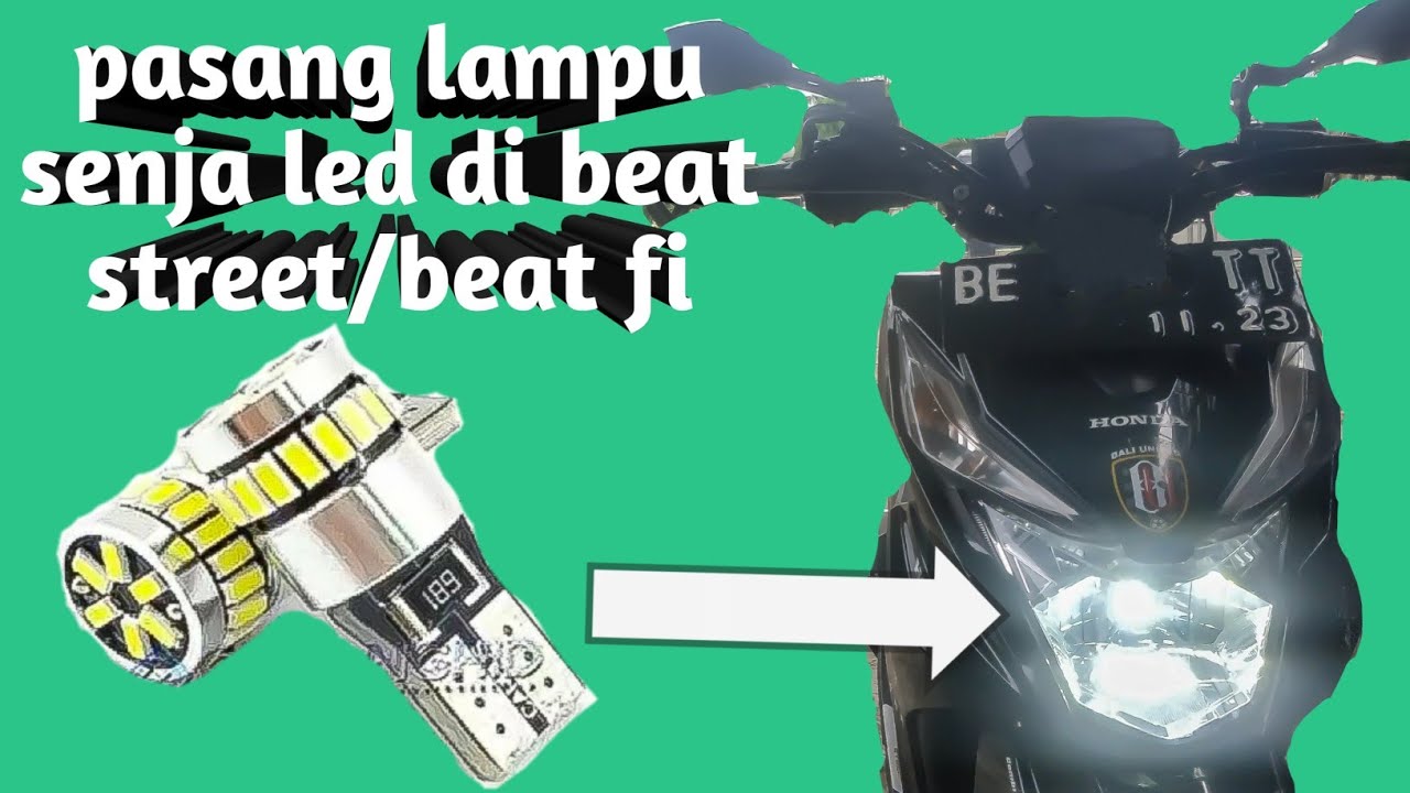 Cara pasang lampu senja led di motor beat street | mberr fi - YouTube