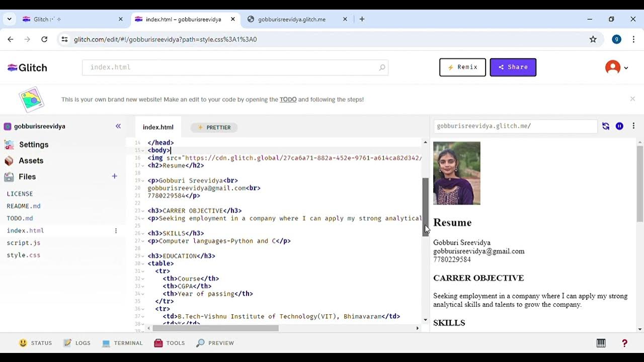 How I created my resume website using HTML and CSS code - YouTube