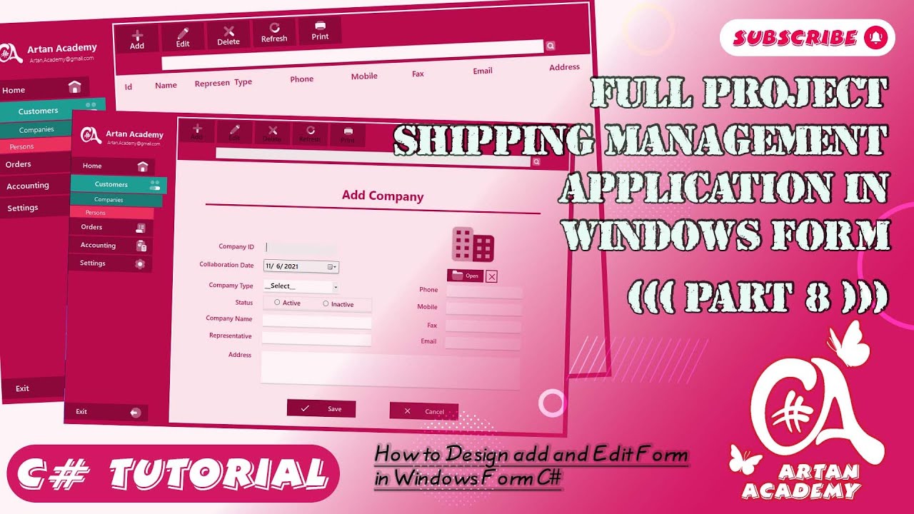 Part 8 C# Full Project Shipping Management Application | Design Add and ...