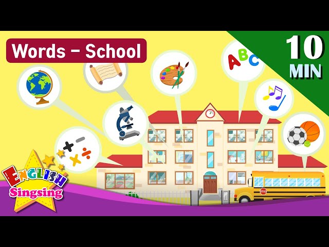 Kids vocabulary Theme "School" - School, School Subjects, School ...