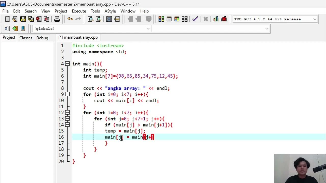 carra membuat array, menampilkan array, membuat sorthing, dan serching - YouTube