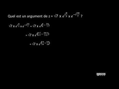 quel est un argument de z = rac(7)*exp(i*pi/2) * exp(-i*3pi/7) - YouTube