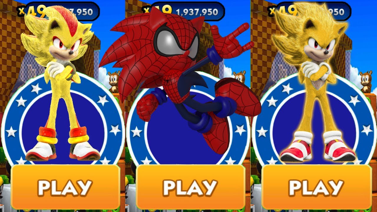 Sonic Dash vs Spiderhog Sonic Run - Movie Super Sonic vs Spiderman ...