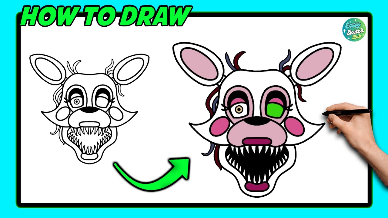 How to Draw Mangle from Five Nights at Freddy's | Step-by-Step Tutorial ...