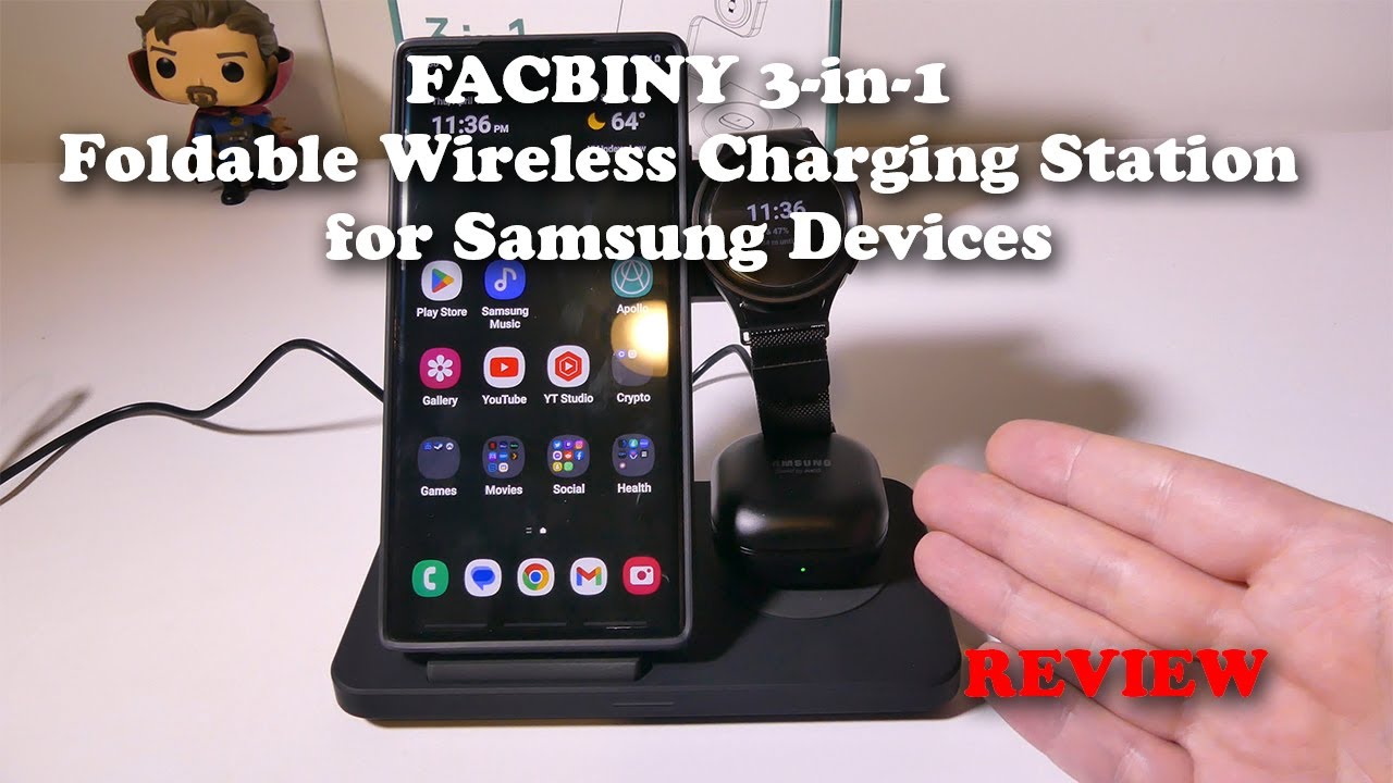 FACBINY 3 in 1 Foldable Fast Wireless Charger Station For Samsung ...
