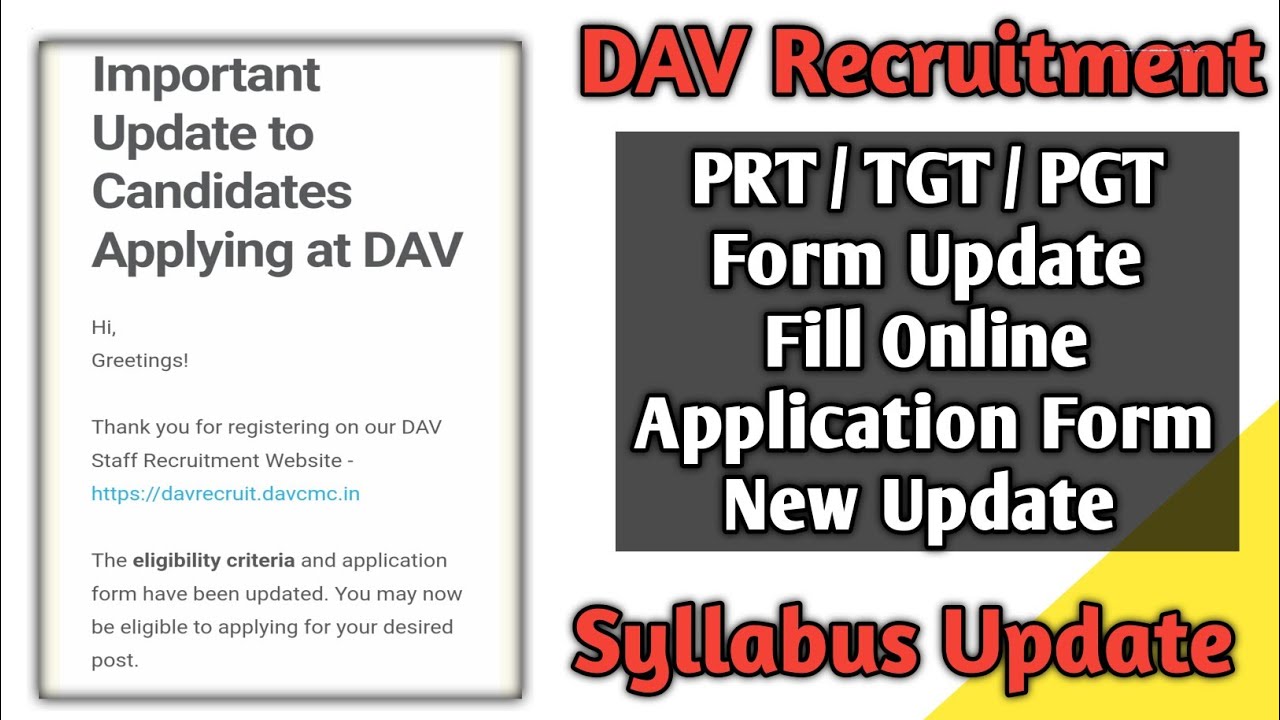 DAV Recruitment Update Online Application Form Update New Features Add ...