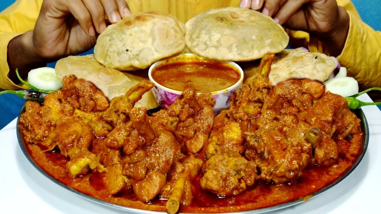 Kochuri 🙄 Oily Chicken Kosha Eating Show | Koraishutir Kochuri ...