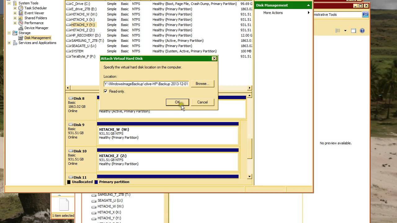 Accessing a .vhd (virtual hard disk) file - YouTube