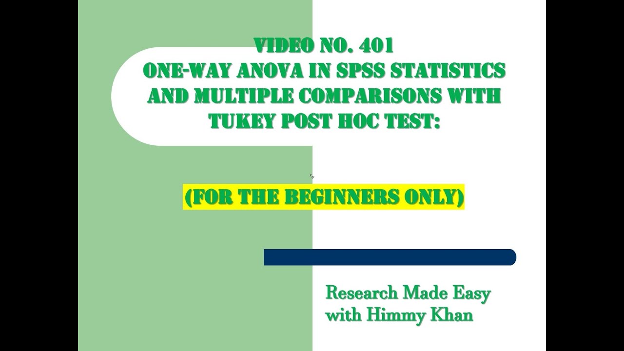 401: Analysis of Variance (ANOVA) and Tukey Multiple Comparison Test in ...