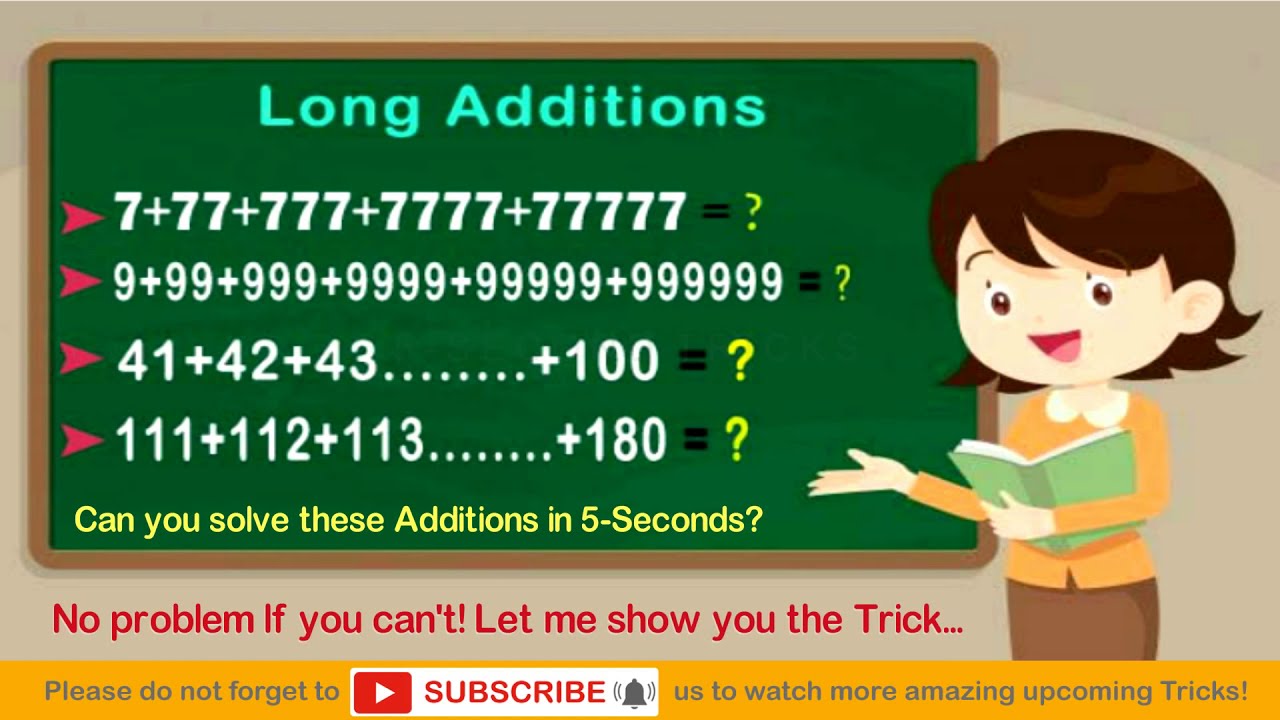 5-Second Tricks on how to solve Long Additions | Maths Short Tricks ...