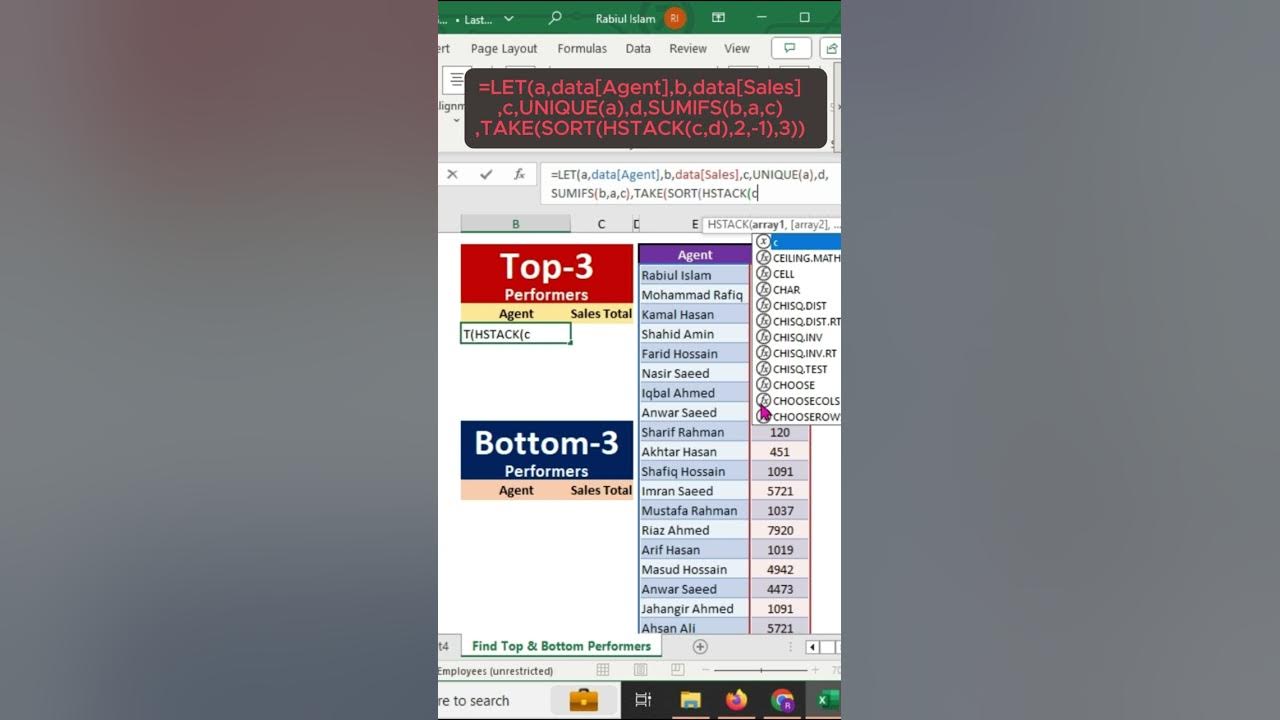 How To Find Top Bottom Performers Report in Excel.#exceltutorial #teachexcel2m - YouTube