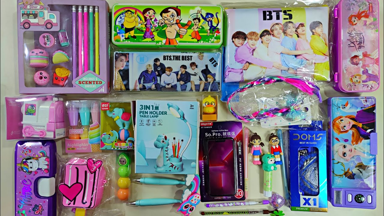 pencil case collection, bts geometry box, pen collection, doraemon ...
