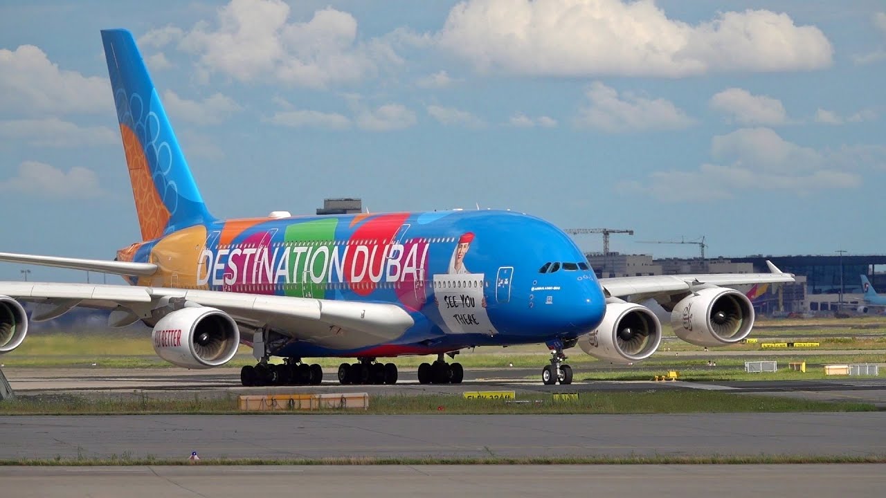 Planespotting Frankfurt Airport B747 Retro YT | Emirates A380 EXPO ...