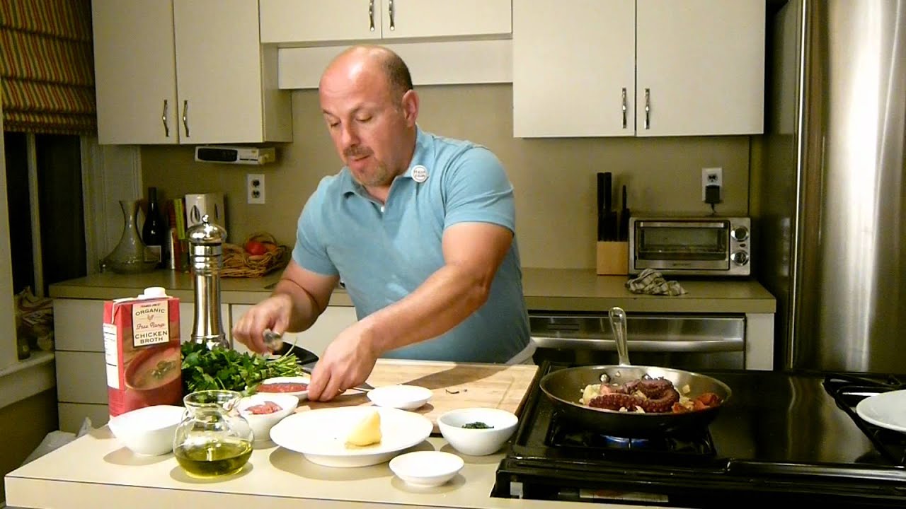 Chef Anthony Pino Octopus with cannelini Chorizo ragu - YouTube