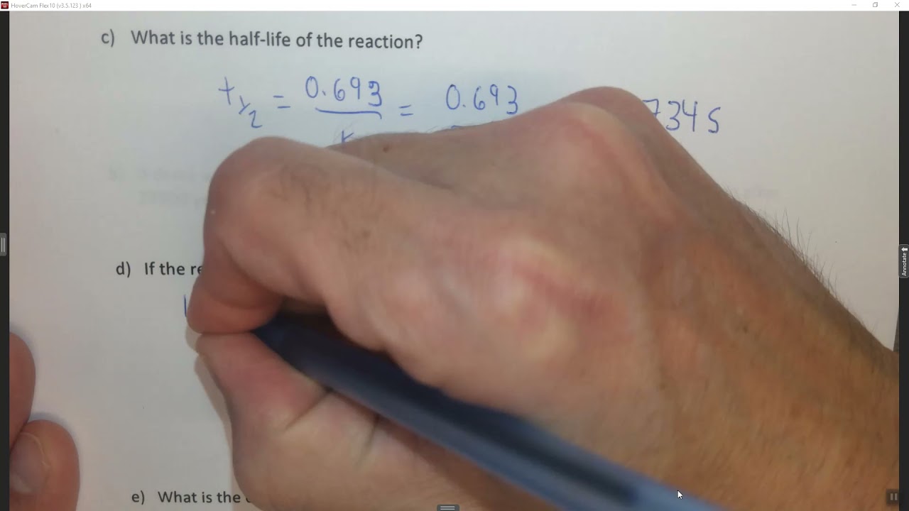 CH12Q5 Integrated First Order Rate Law - YouTube