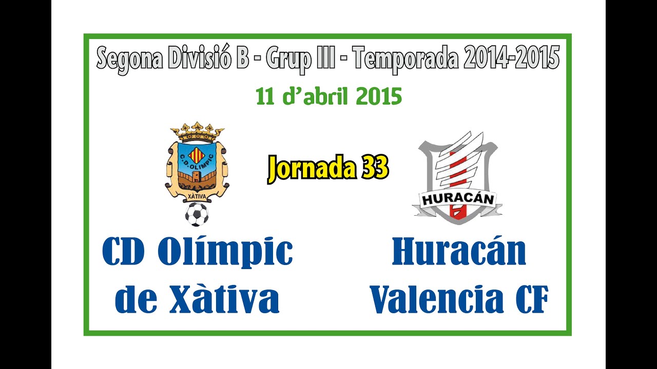 Jornada 33 / CD Olímpic - Huracán Valencia CF - YouTube
