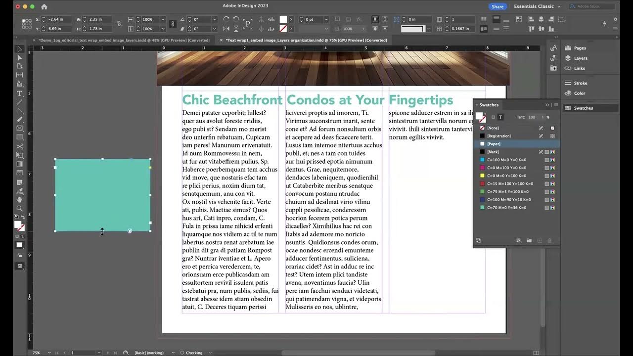 Indesign: Pull quote, Text wrap and layer organization with Master - YouTube
