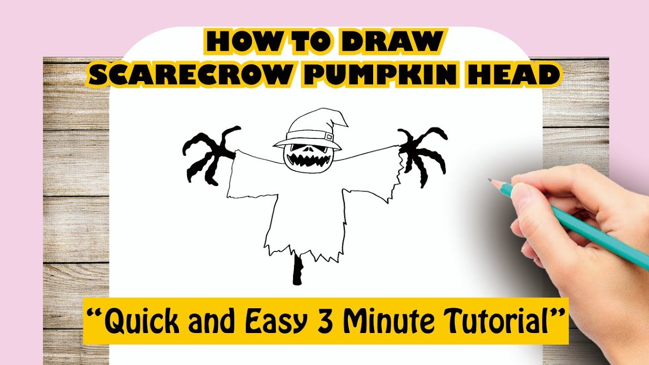 How to draw SCARECROW PUMPKIN HEAD - YouTube