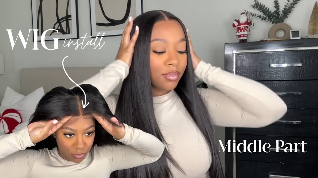 How to Install a Middle Part Wig Like a Pro! Luxshine Hair - YouTube
