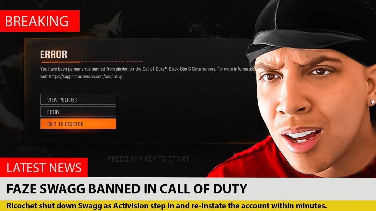 FAZE SWAGG BANNED LIVE ON STREAM - YouTube