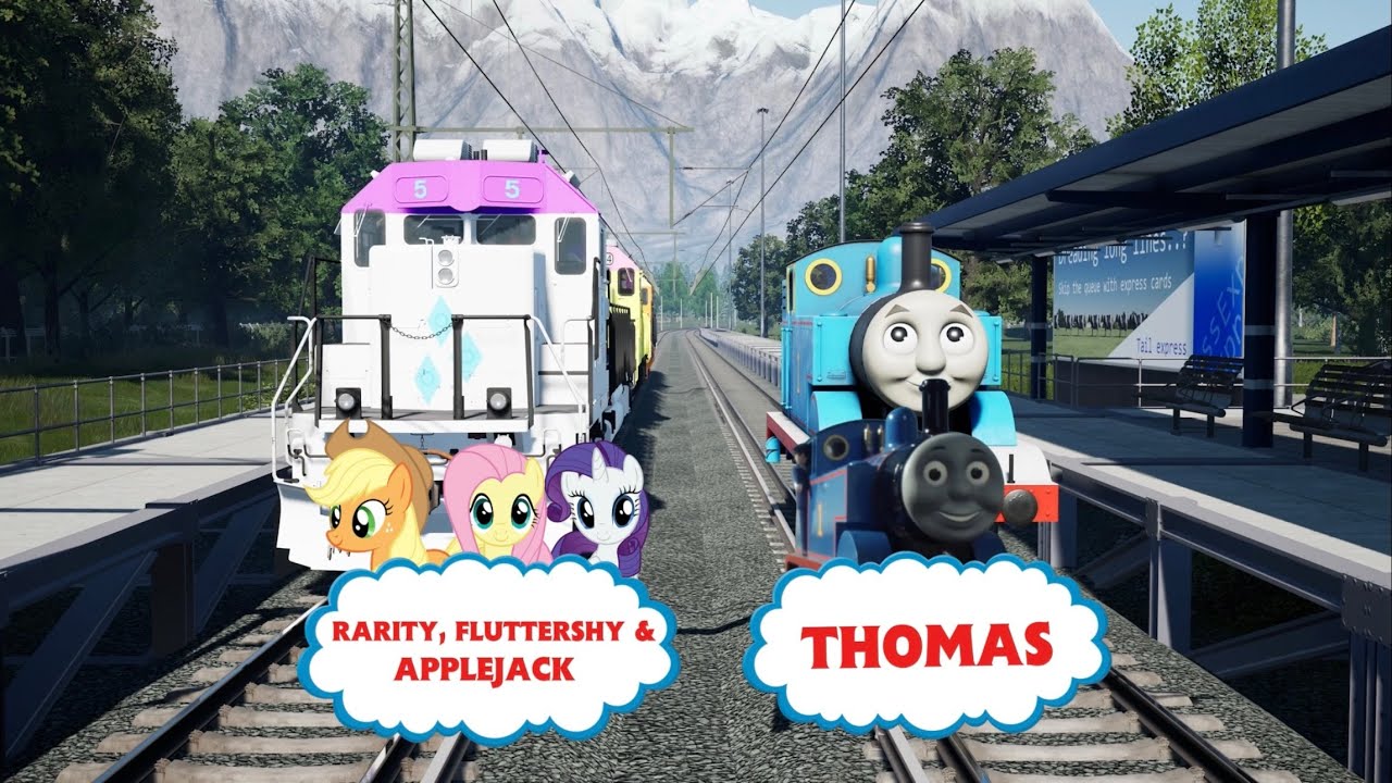 Thomas Racing against Rarity, Fluttershy and Applejack - YouTube