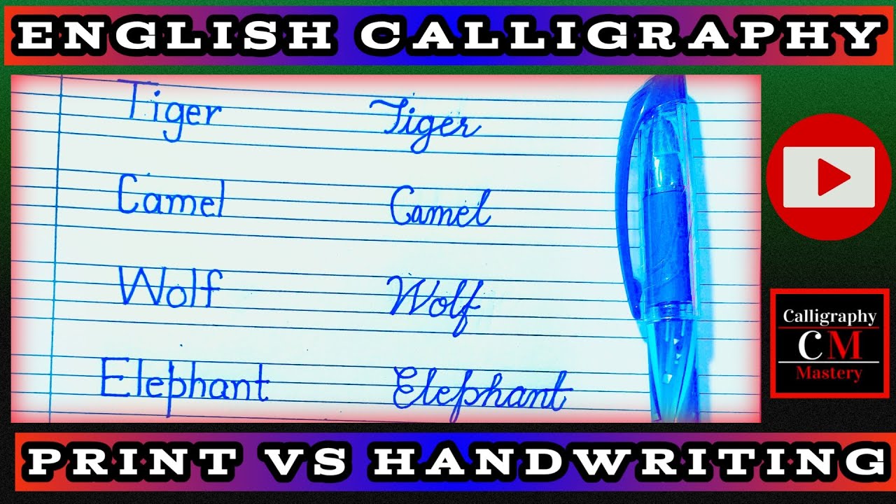 Print Handwriting VS Cursive Handwriting | How to write Animals name in ...