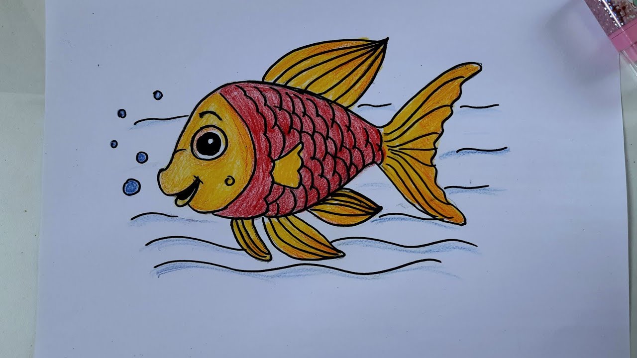 How to draw a colorful fish || Drawing series for kids day -3 - YouTube