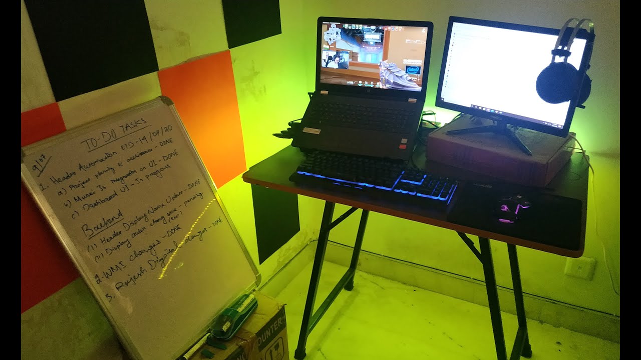 MINIMAL DESK SETUP WITH RGB | LAPTOP DESK SETUP - YouTube