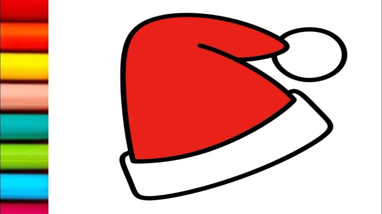 How to Draw a Cute Christmas Santa Hat - Easy Step-by-Step || santa ...