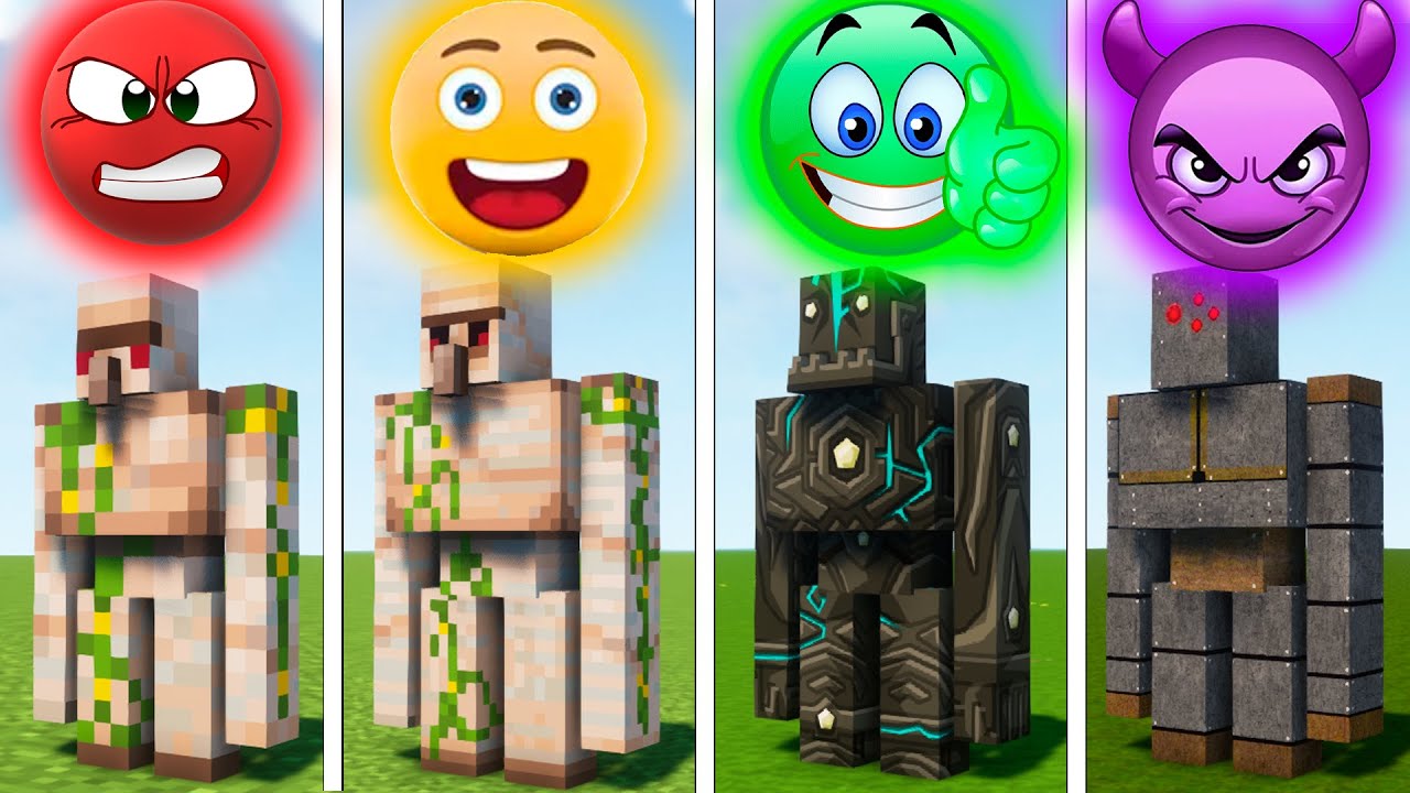 minecraft with different emoji iron golem - YouTube