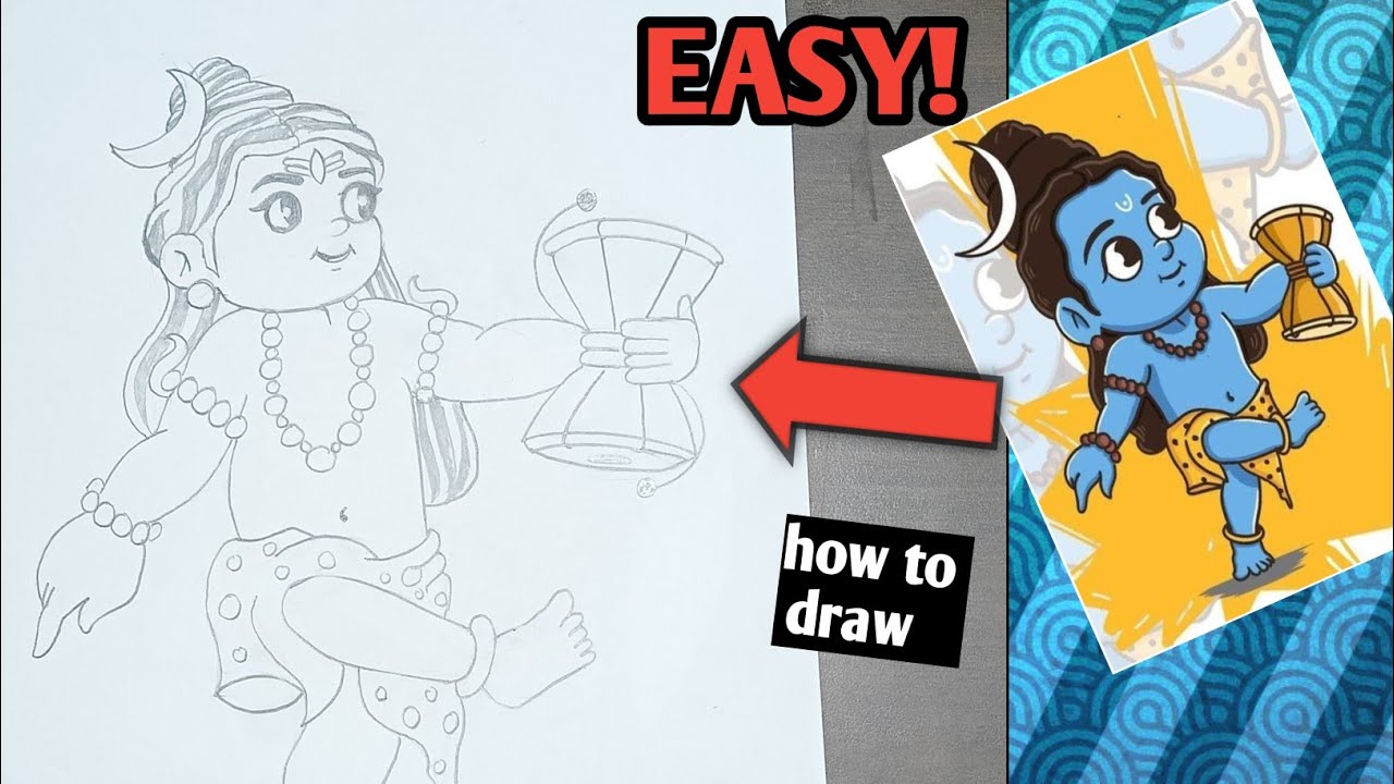 Cute Little Shiva Drawing || Lord Shiva Drawing Step by Step - YouTube