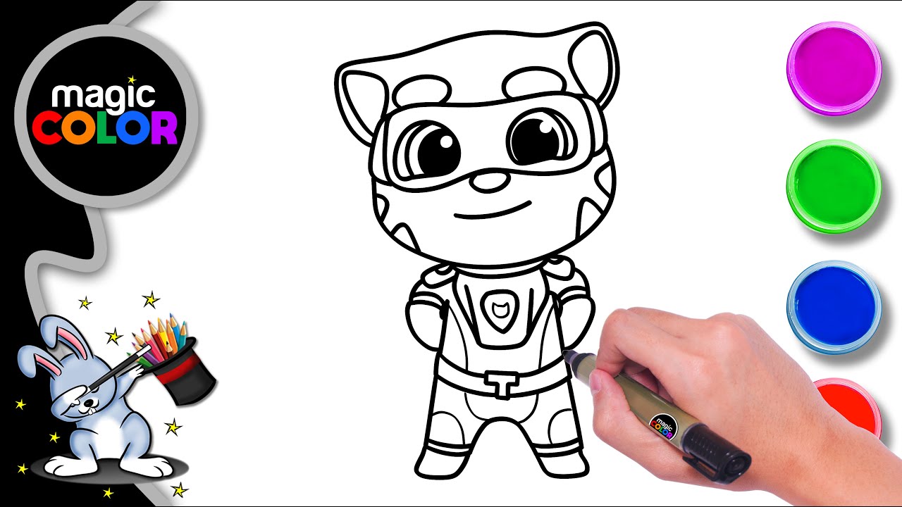 How to draw Talking Tom - Easy Draw Magic Color for kids - Magic Color ...