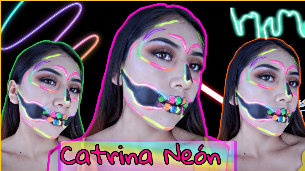 MAQUILLAJE de CATRINA en Colores NEÓN 2020 - YouTube